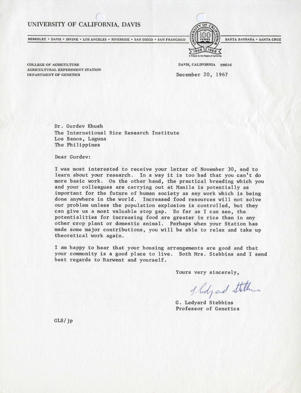 Dr. Gurdev Khush, celebrated rice breeder, donates papers to UC Davis ...